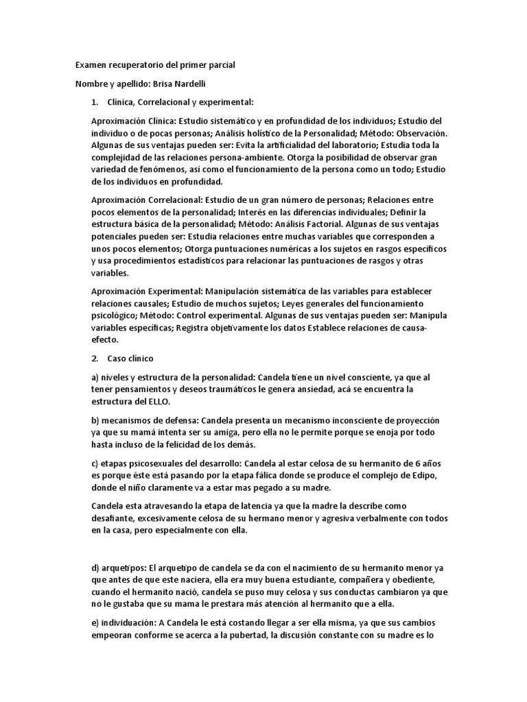 Examen Recuperatorio Del Primer Parcial 1 | PDF | Motivación | Motivacional