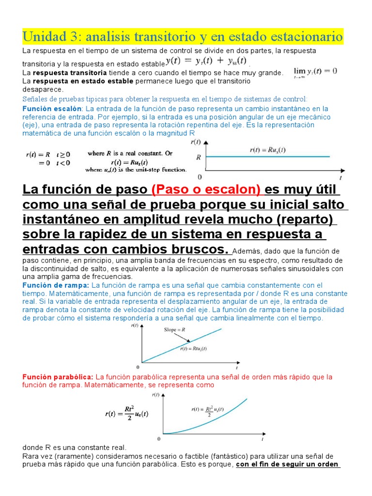 Unidad 3 - Análisis Transitorio y en Estado Estable | PDF ...