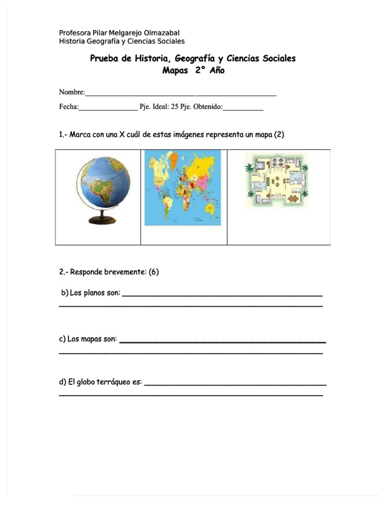 PDF Prueba de Historia Mapas 2 Basico - Compress | PDF | Métodos y ...