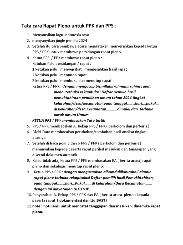 Tata Cara Pleno DPHP PPK Pps | PDF