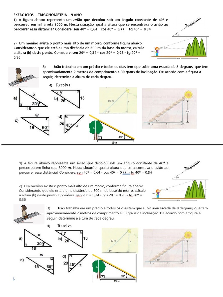 Muitos exercícios de trigonometria | PDF