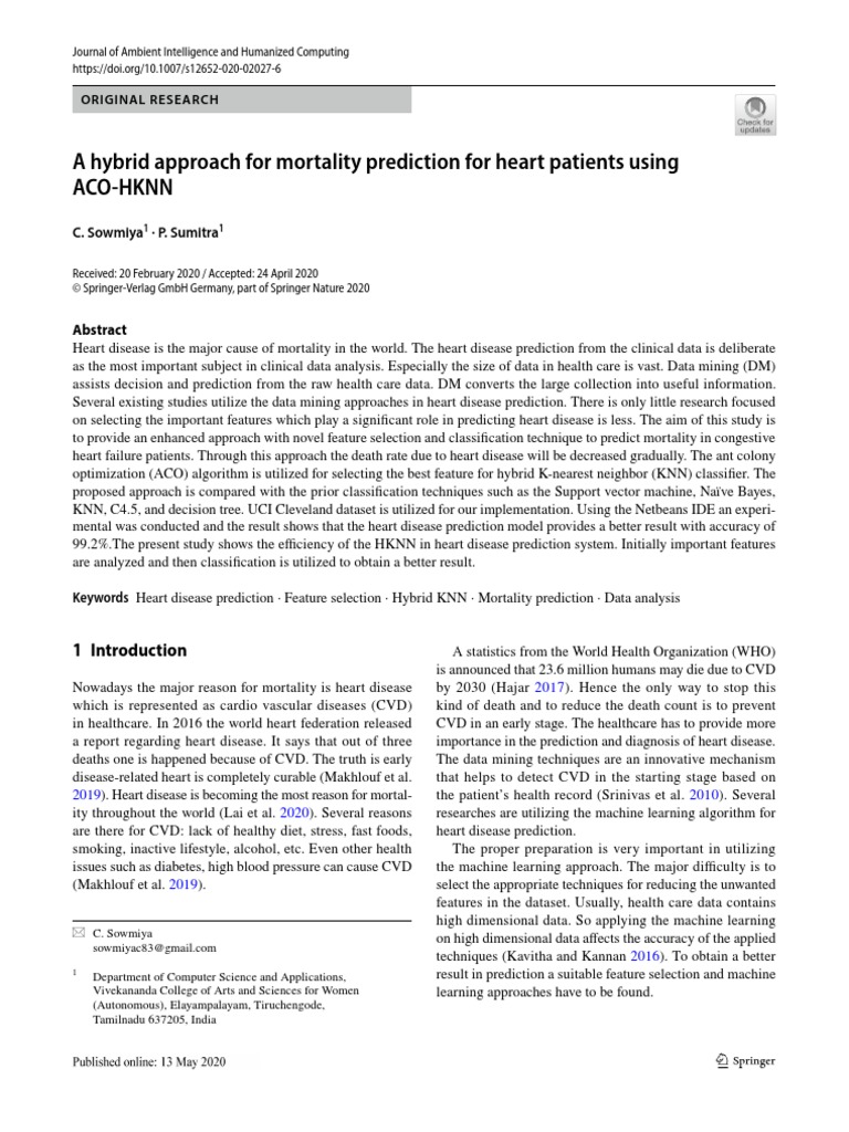 A Hybrid Approach For Mortality Prediction For Heart Patients Using ACO ... A Hybrid Approach For Mortality Prediction For Heart Patients Using ACO ...