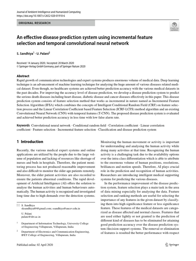 An effective disease prediction system using incremental feature selection and temporal ...
