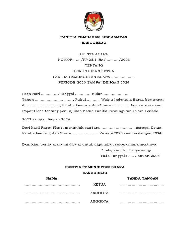 Draft Pleno Penentuan Ketua | PDF