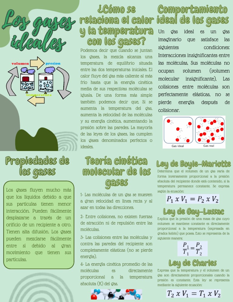 Gases Ideales (Ciencia) Triptico | PDF | Gases | Temperatura