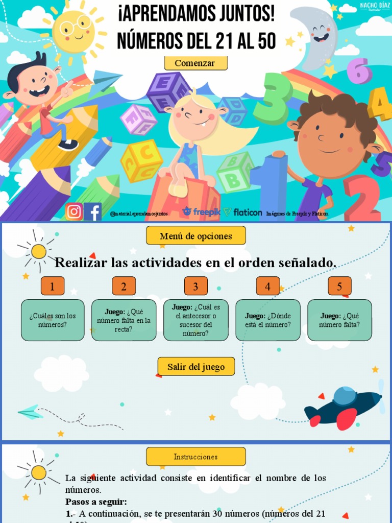 Aprendamos Juntos - Números Del 21 Al 50 | PDF | Métodos y materiales ...