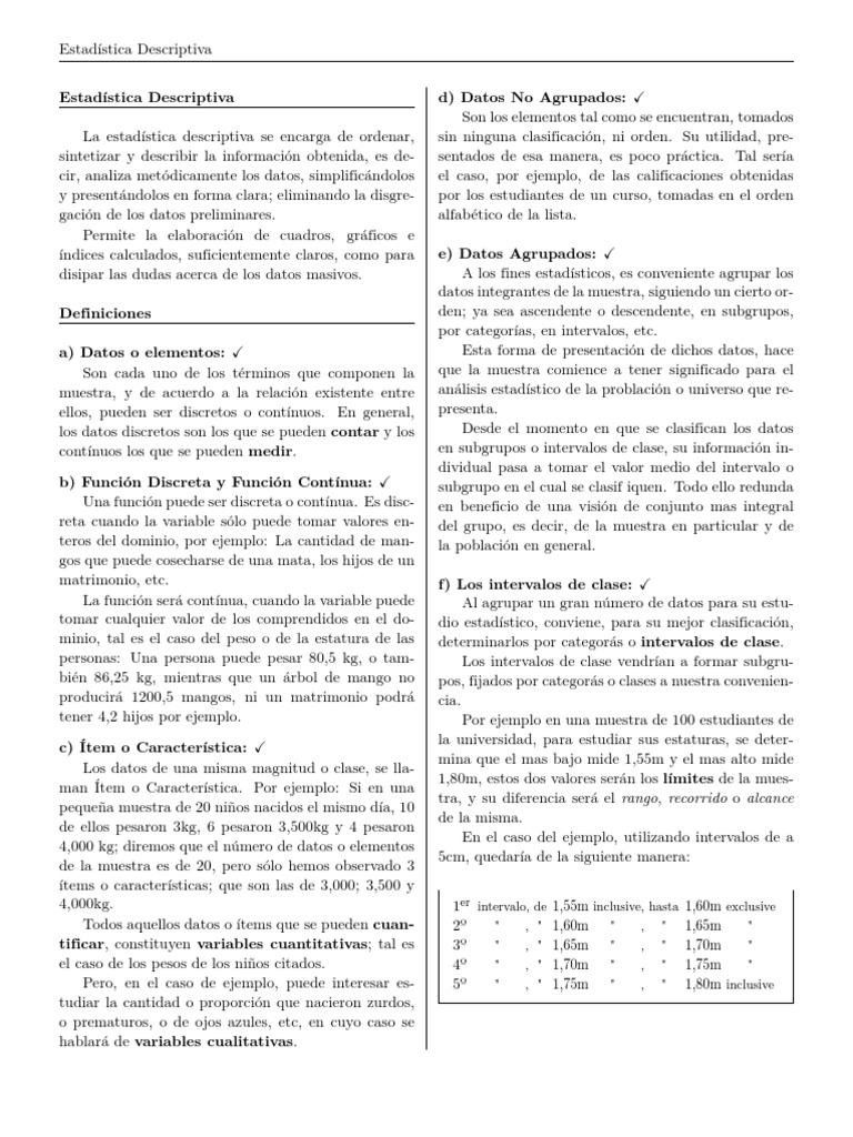 Estadistica Descriptiva Definiciones | PDF | Estadísticas | Estadísticas descriptivas