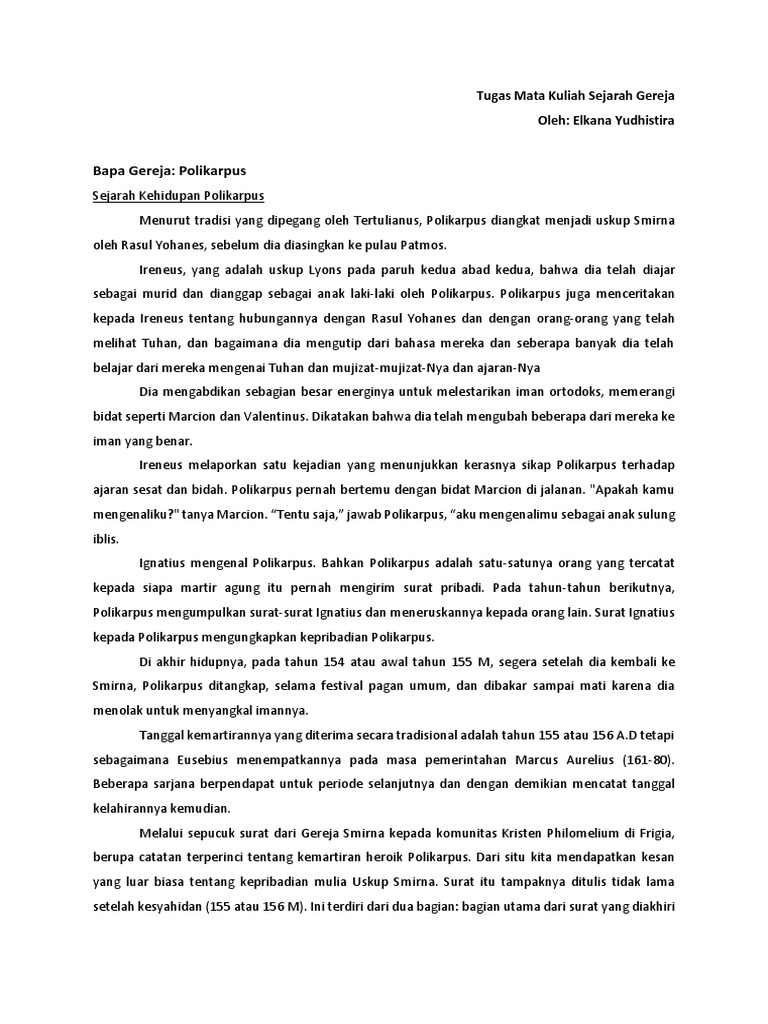 Sejarah Polikarpus dan Yustinus Martir | PDF
