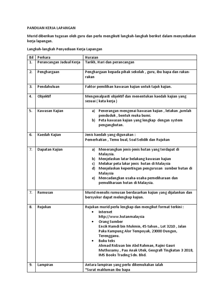 PANDUAN KERJA LAPANGAN tg3 | PDF