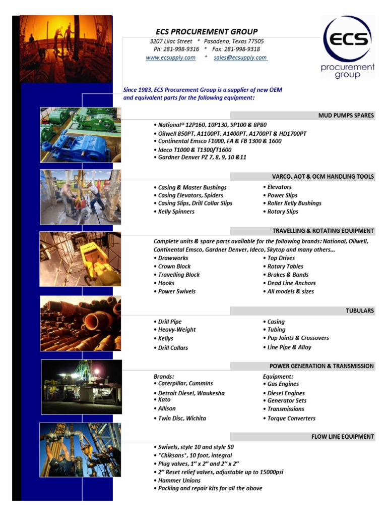 Oilfield Products Line Sheet - ECS Procurement Group | PDF | Manufactured Goods | Mechanical ...