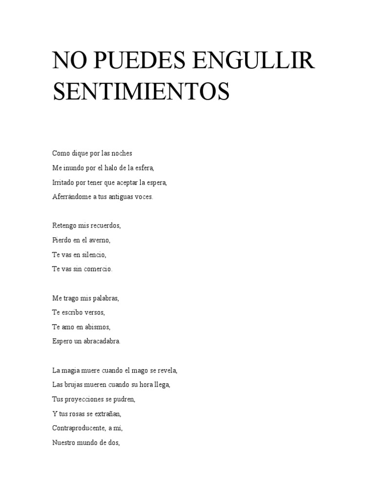No Puedes Engullir Sentimientos | PDF