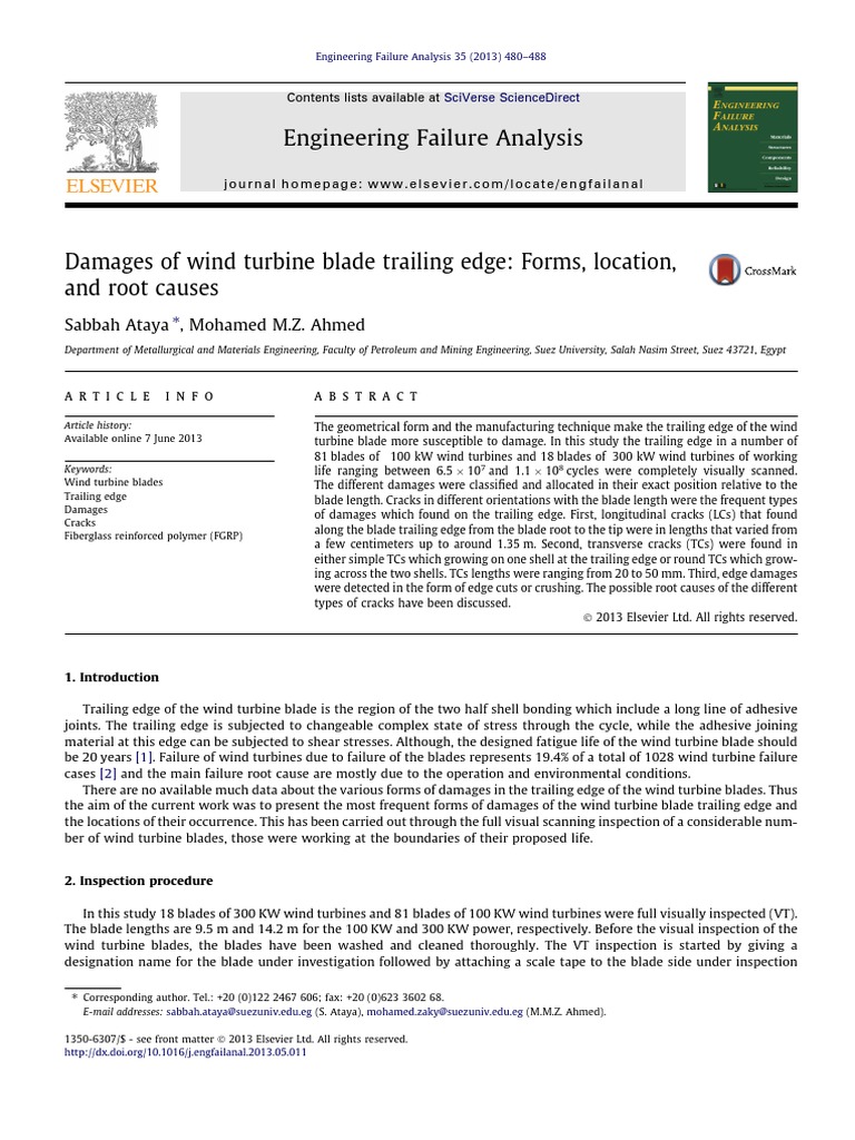 Damages of Wind Turbine Blade Trailing Edge | PDF | Airfoil | Wind Turbine