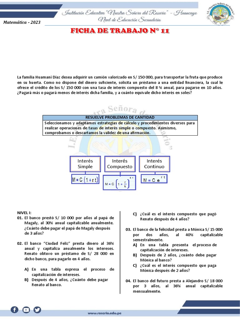 Ficha 11 | PDF | Interés | Interés compuesto
