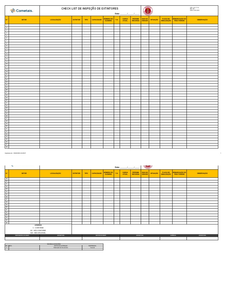 A 12 - Check List de Inspeção de Extintores - Rev. 00 | PDF