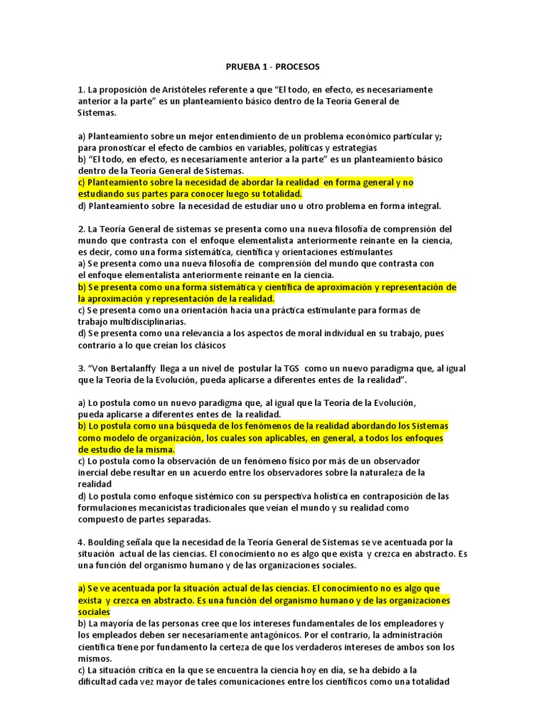 Cuestionario Ip Procesos | PDF | Teoría de sistemas | Sistema