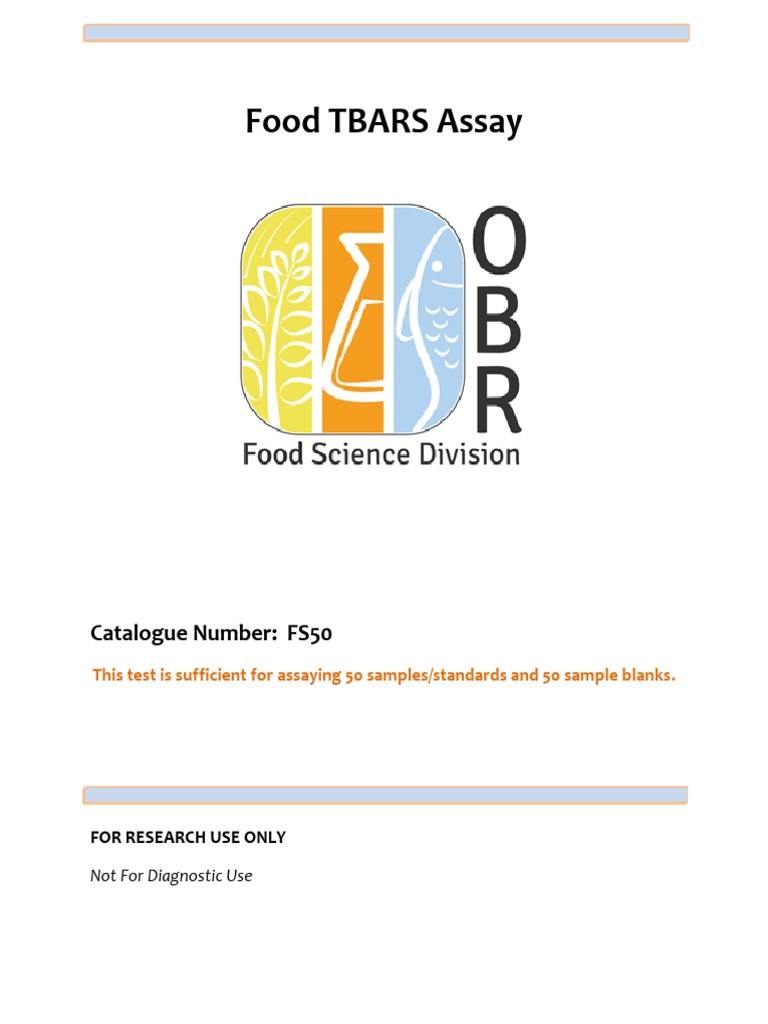 Food Tbars Assay - Catalogue n.50 | PDF