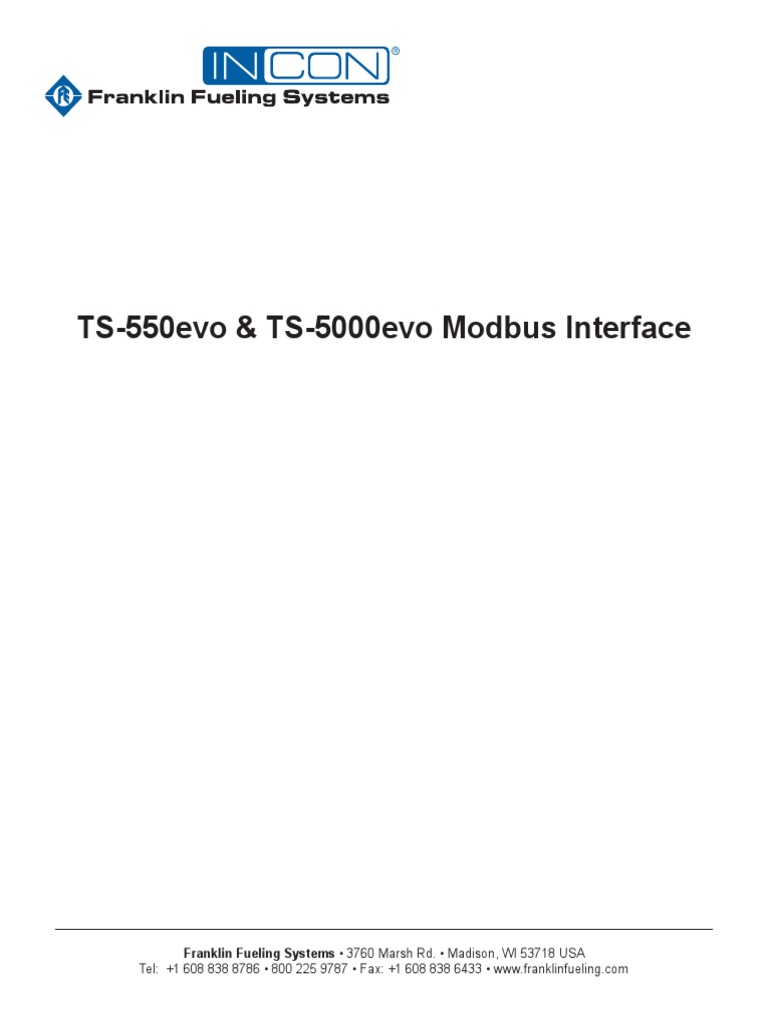 000-0536ra MODBUS Interface EVO 550 and EVO 5000 | PDF