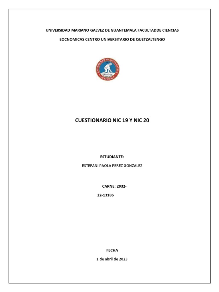 Cuestionario NIC 19 y NIC 20 | PDF | Otorgar dinero) | Salario
