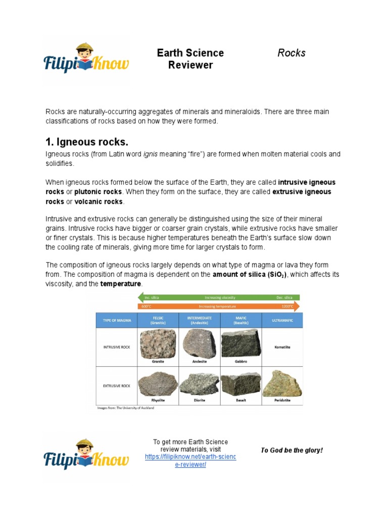 Earth Science Reviewer Rocks | Download Free PDF | Rock (Geology) | Sedimentary Rock