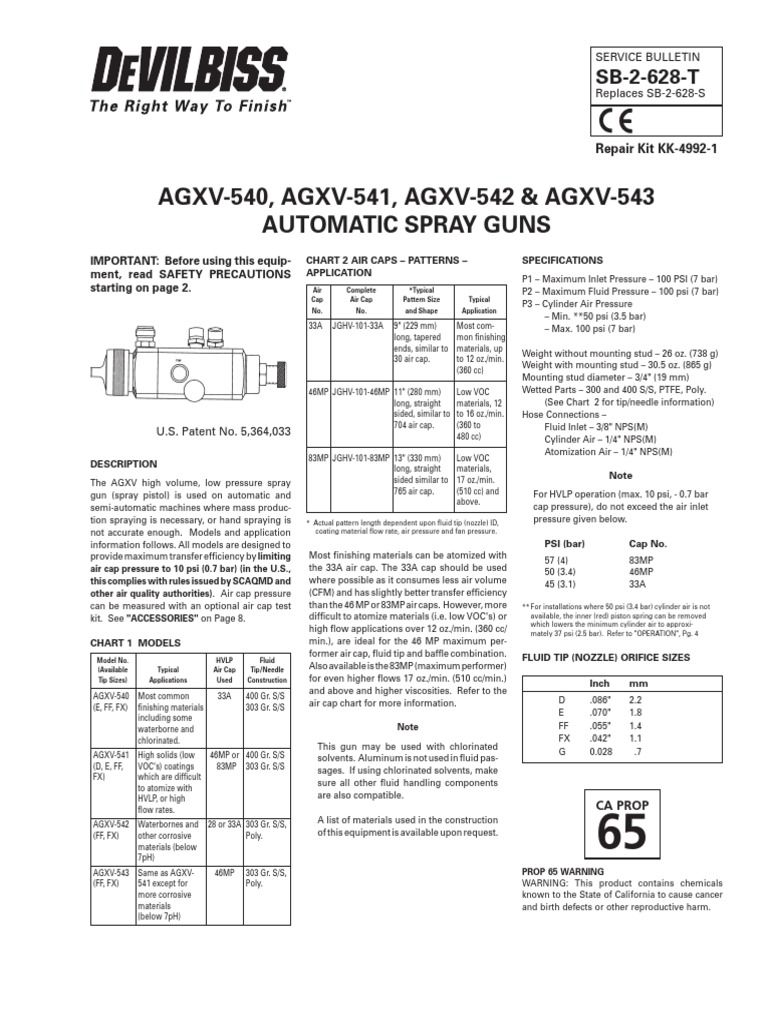 DeVilbiss Automatic HVLP Guns | PDF | Valve | Materials
