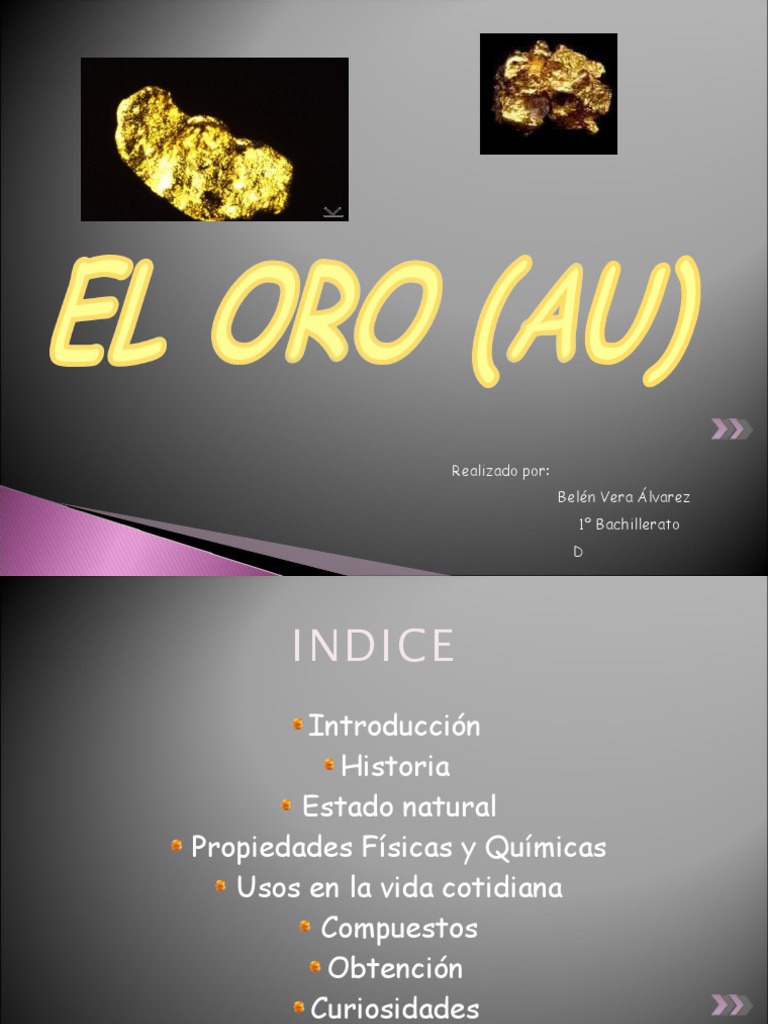 Propiedades y Usos del Oro | PDF | Oro | Rieles
