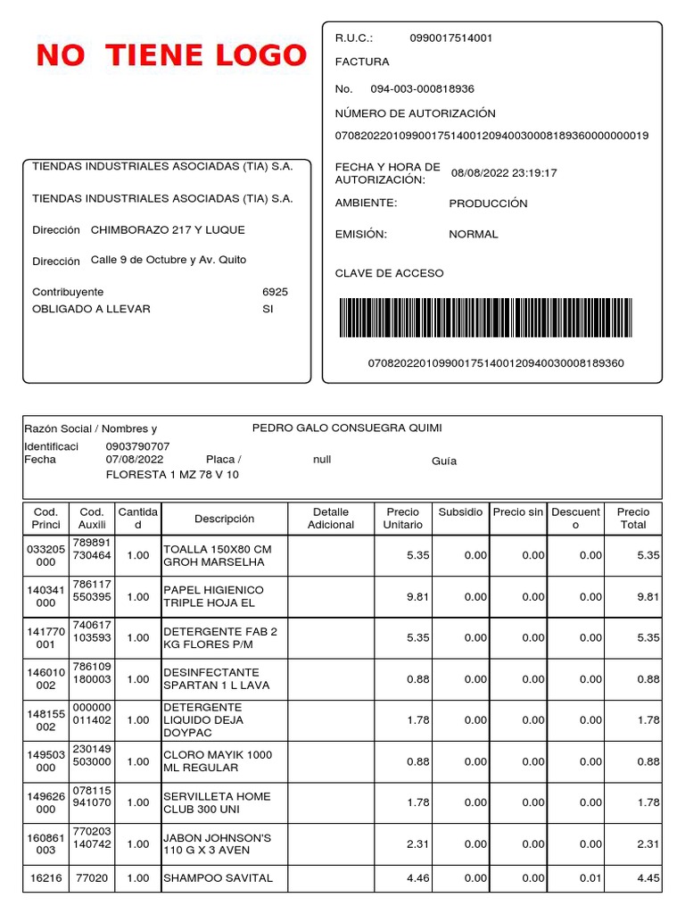 Factura TIA: Descarga y Detalles | PDF