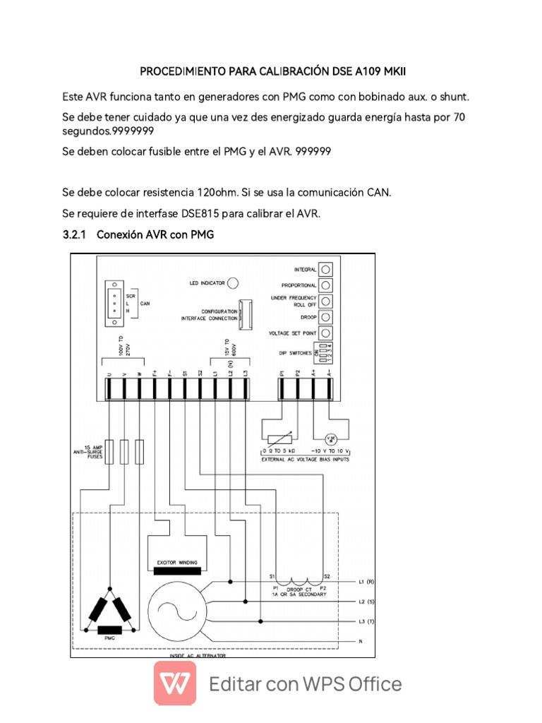 Calibración de DSE A109 MKII AVR | PDF | Generador eléctrico | Scada