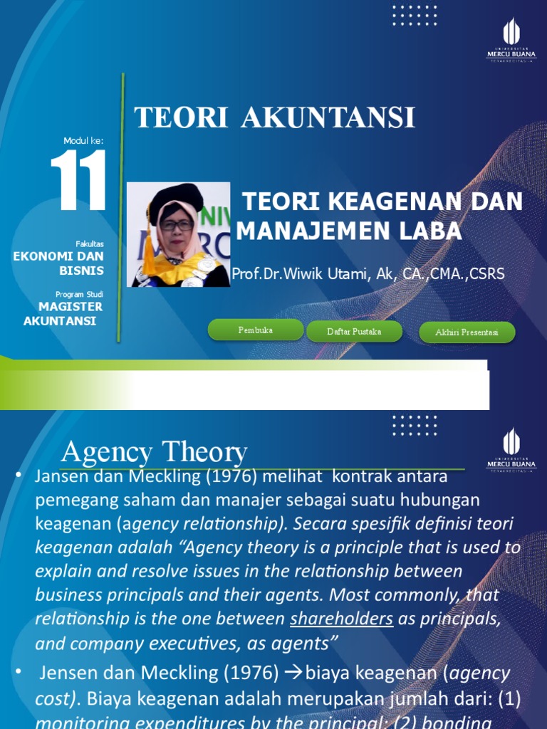 Sesi 11 PPT Teori Keagenan An Manajemen Laba | PDF