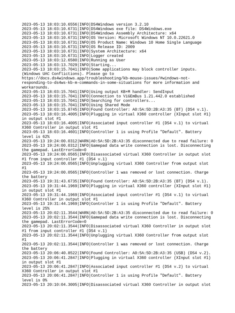 Ds4windows Log 20230514.0 | Download Free PDF | Microsoft Windows | Computing