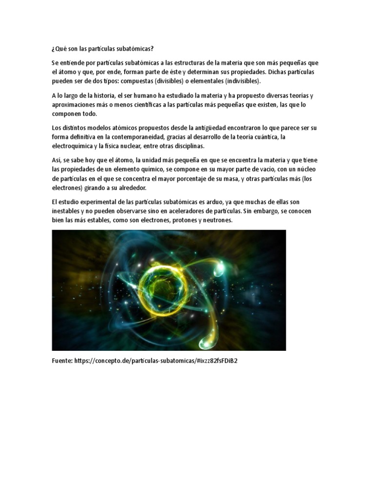 Qué Son Las Partículas Subatómicas | PDF