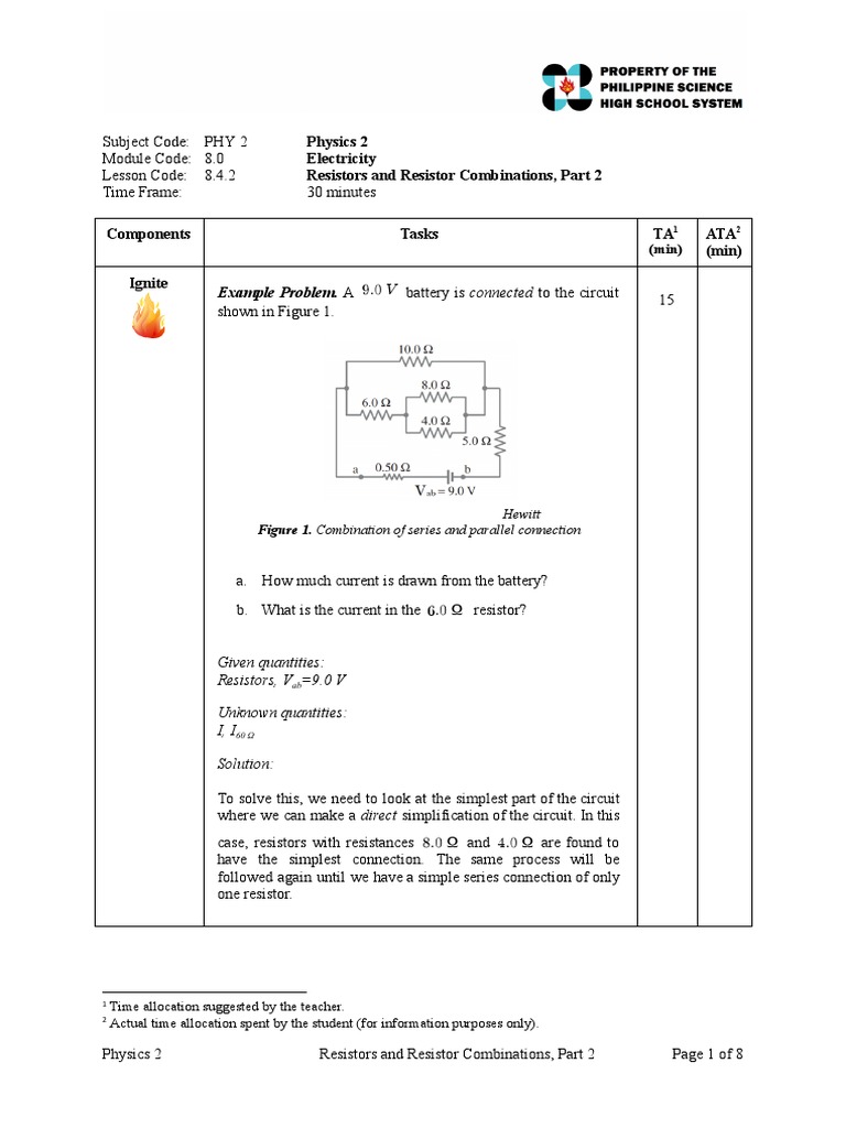 SLG Phy 2 Module 8.0 Lesson 8.4.2 Resistors and Resistor Combinations ...