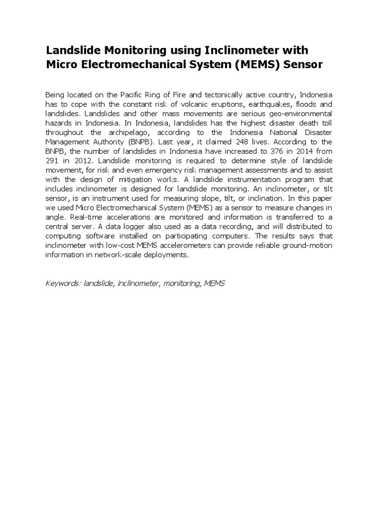 Landslide Monitoring with MEMS Inclinometer | PDF