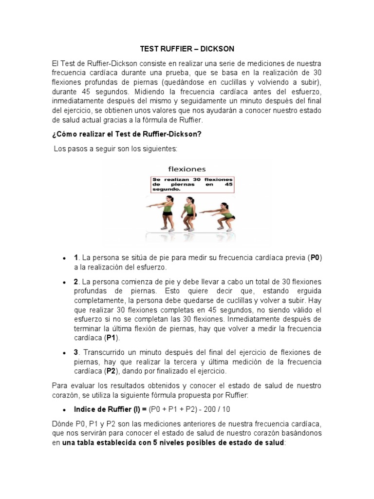 Ruffier - Dickson | PDF | Ritmo cardiaco | Tasas temporales