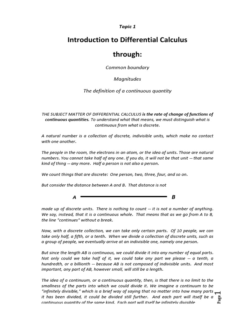 Topic 1 - Introduction to Calculus | PDF | Quantity | Calculus