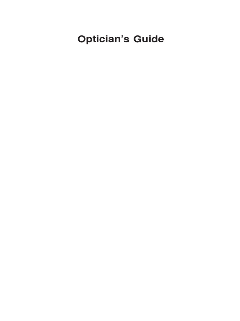 Optician's Guide (A Manual For Opticians) | PDF | Optics | Reflection ...
