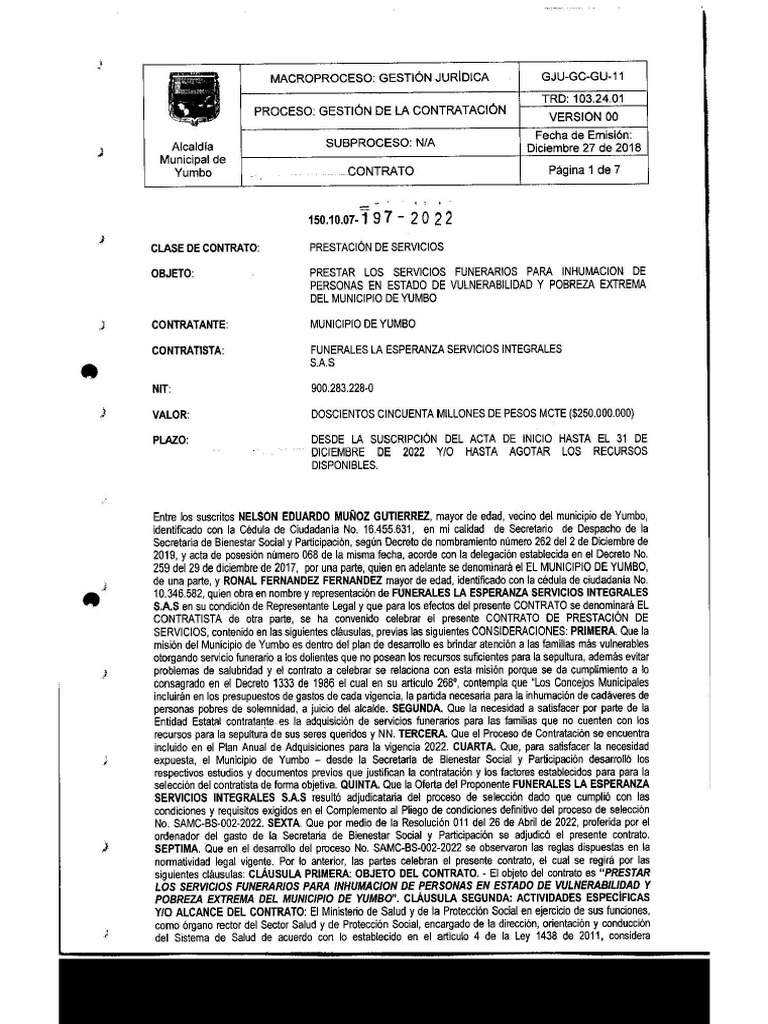 Contrato Funeraria | PDF