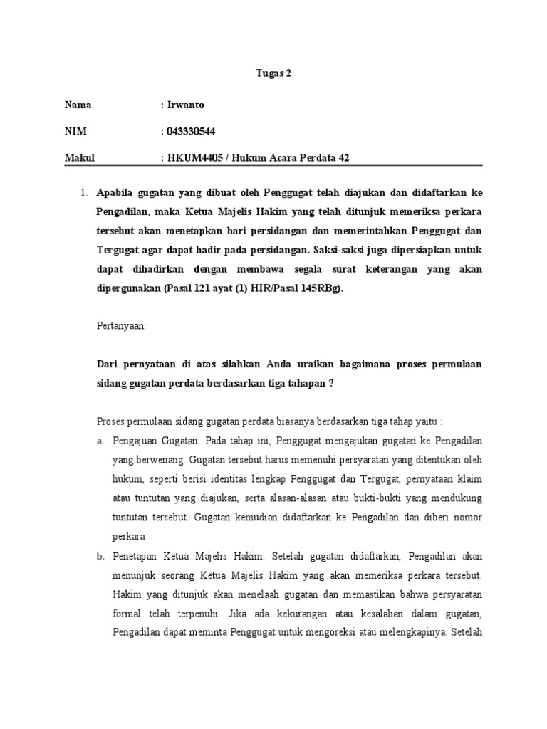 Proses Sidang Gugatan Perdata dan Mediasi | PDF