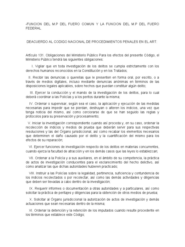 M.P Fuero Comun y Federal | PDF | Derecho penal | Ley común