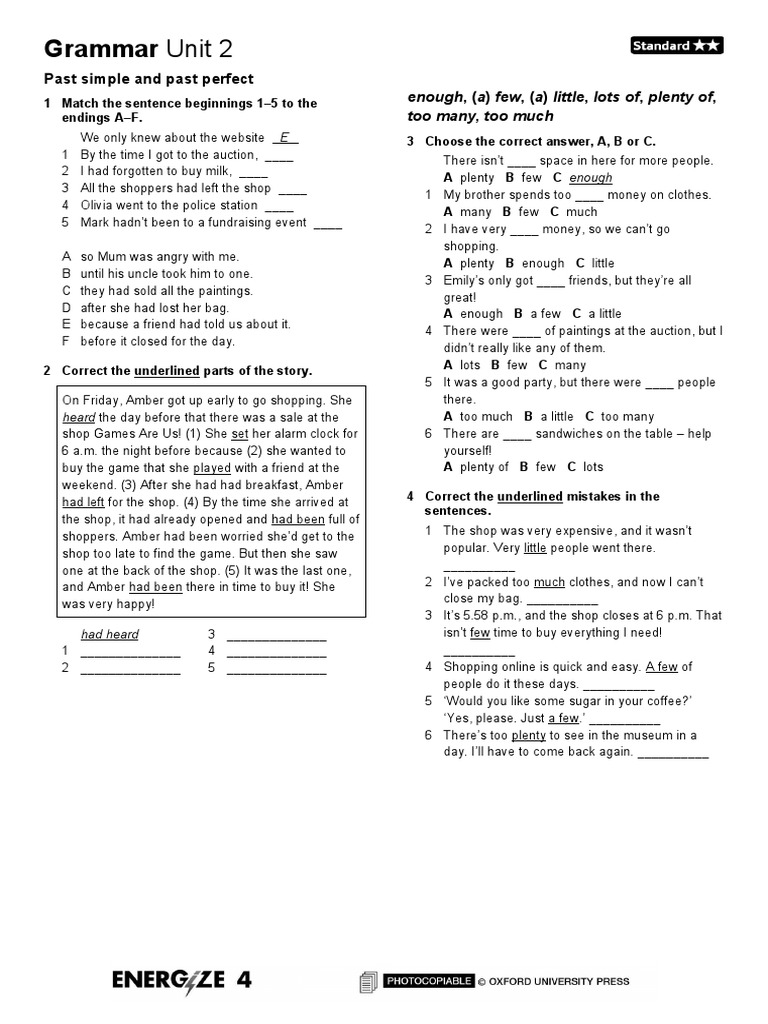 Energize4 - GV - Unit 2 - STANDARD | PDF