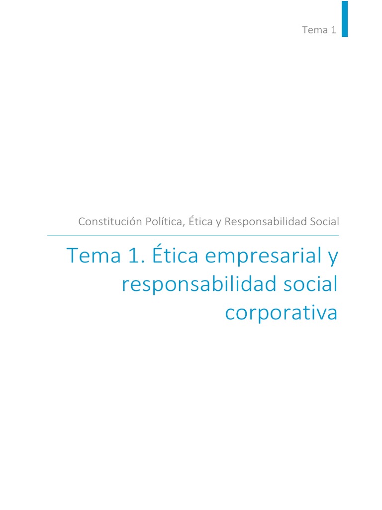 Tema 1. Ética Empresarial y Responsabilidad Social Corporativa | PDF ...