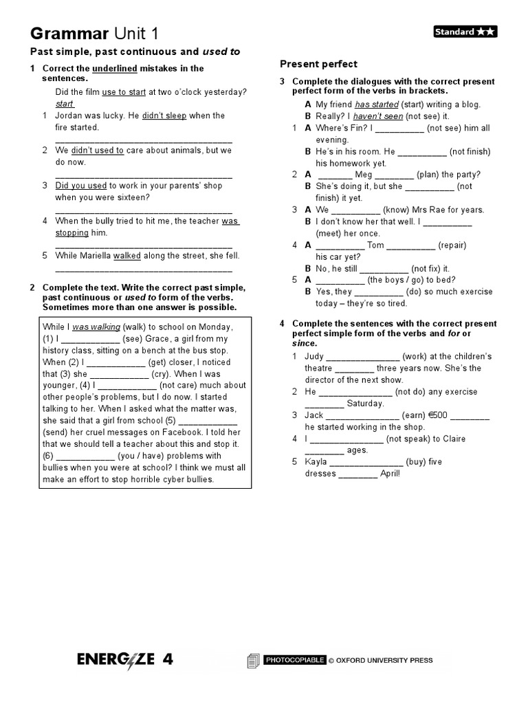 Energize4 - GV - Unit 1 - STANDARD | PDF