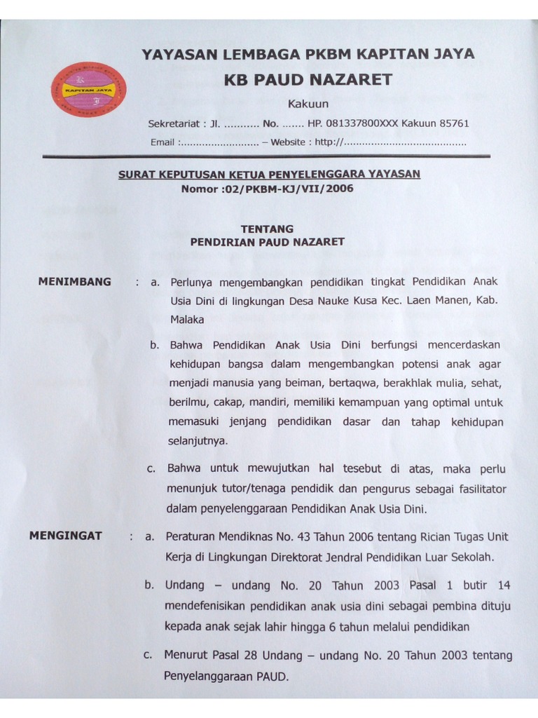 SK Pendiri Paud 30-Mar-2023 12-17-53 | PDF