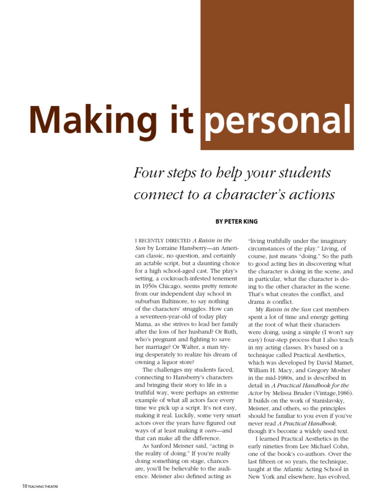 Practical Aesthetics in Acting Classes | PDF | Acting | Entertainment