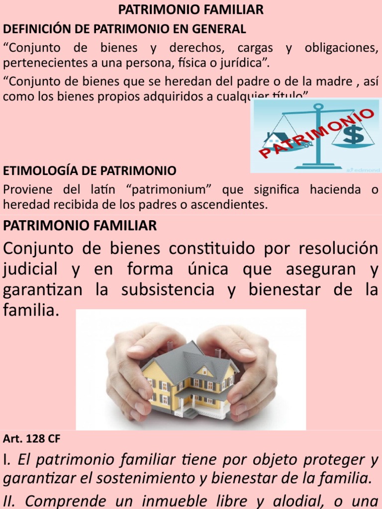 Definición y características del patrimonio familiar | PDF | Bienes ...