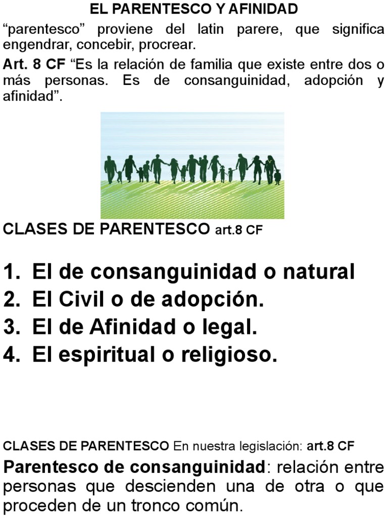 Tipos y Efectos del Parentesco y Filiación | PDF | Parentesco | Matrimonio