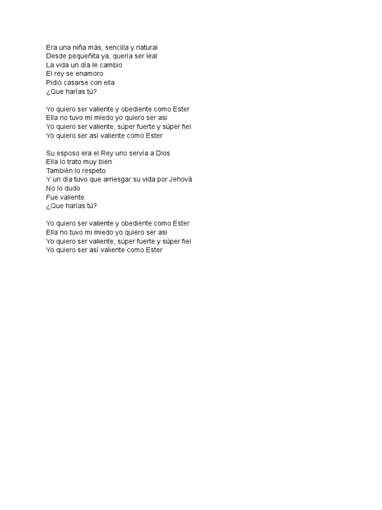 Valiente como Ester: Canción y Letras | PDF
