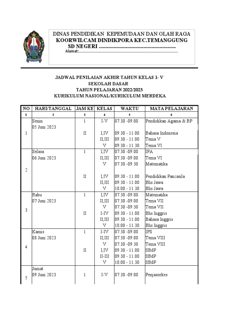 Jadwal Pat 2023 | PDF