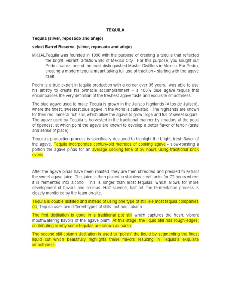 Tequila Production | PDF | Distillation | Food Industry