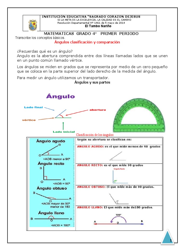 Guia de Matematicas Los Angulos G4 | PDF