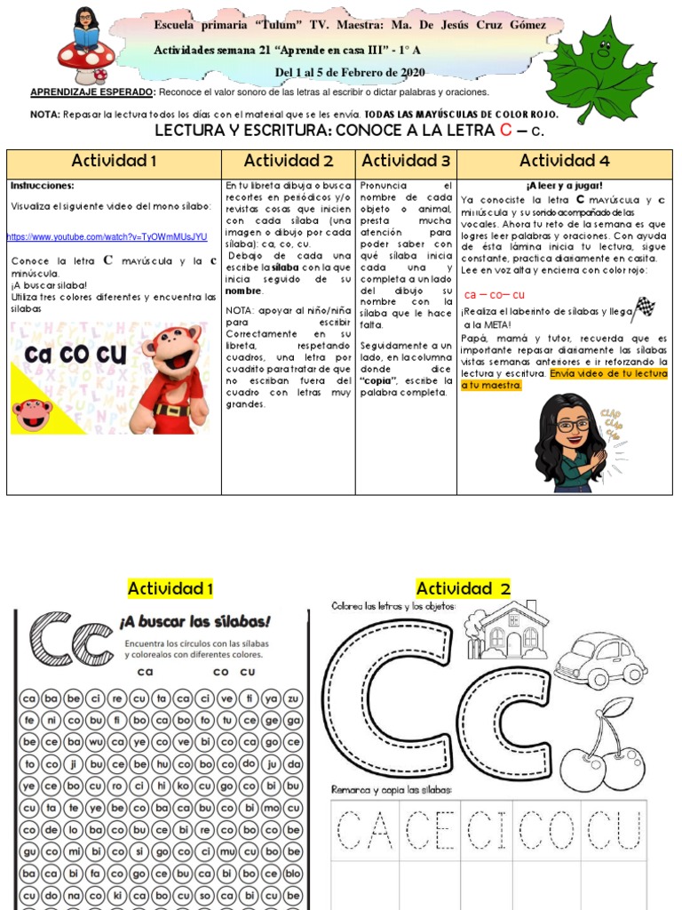 Actividades de Lectoescritura con la C | PDF
